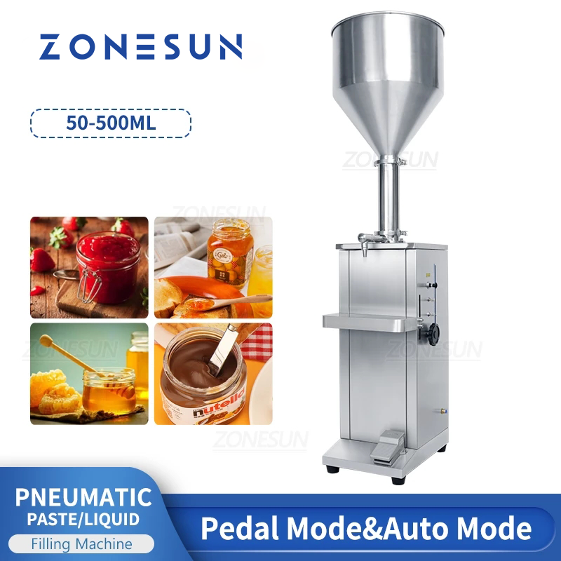 ZONESUN ZS-GT1V Pneumatic Paste and Liquid Filling Machine with 30L Ho