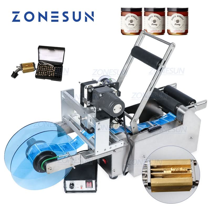 Semi Automatic Label Applicator Round Bottle Labeling Machine With Date ...