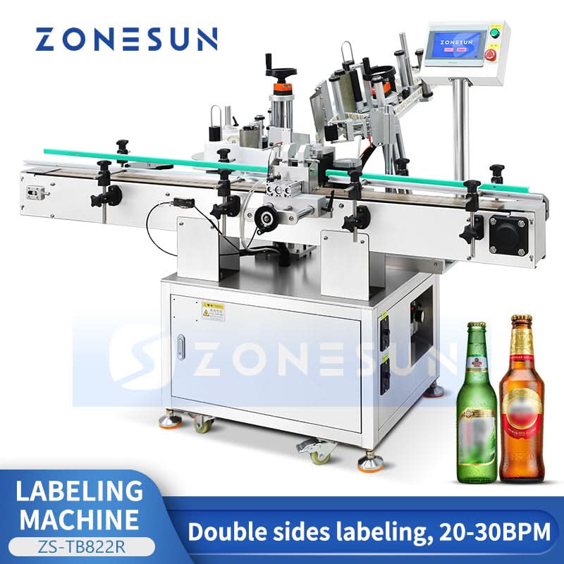 ZONESUN ZS-TB822R Automatic Neck & Body Labeling Machine for Round Bottles