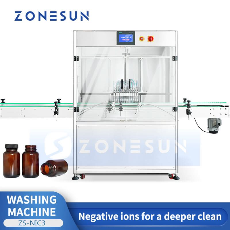 ZONESUN ZS-NIC3 Automatic 12 Heads Negative Ion Bottle Washing Cleanin