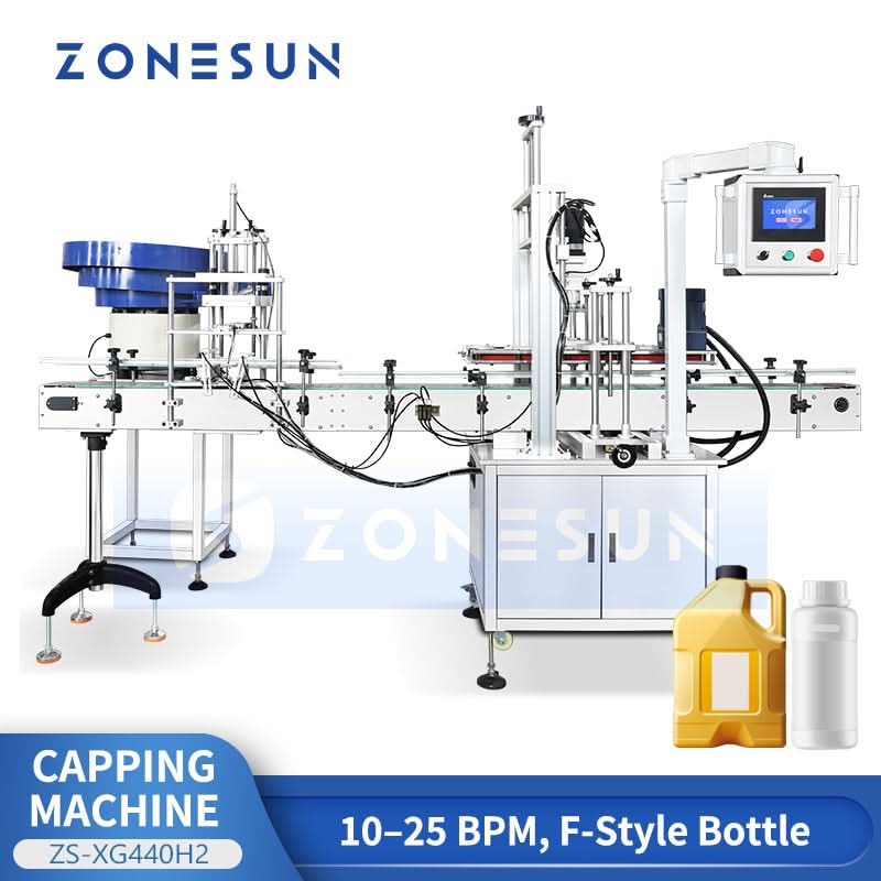 ZONESUN ZS-XG440H2 Automatic F-Type Bottle Capping Machine Engine Oil ...