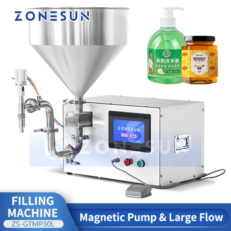ZONESUN ZS-GTMP30L Magnetic Pump Liquid Filling Machine with 30L Hoppe