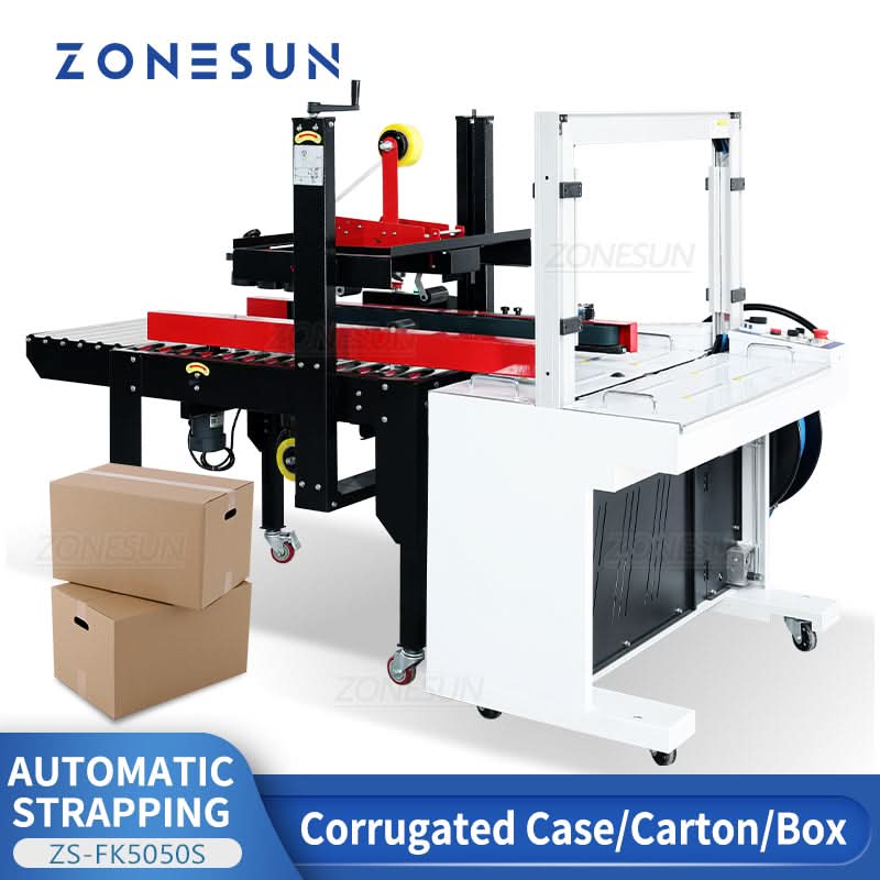 ZONESUN ZS-FK5050S Auto Carton Sealing & Strapping Packaging System