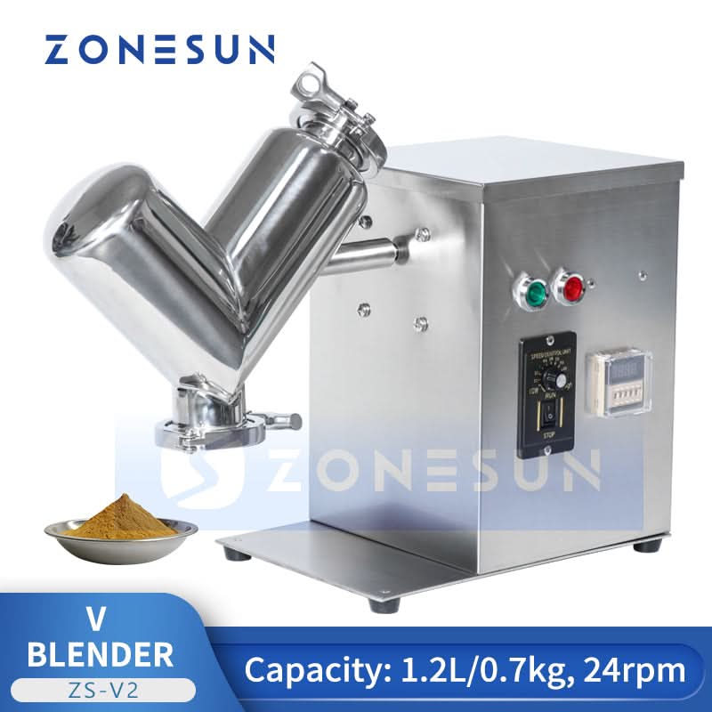 ZONESUN ZS-V2 V-Type Powder Mixing Machine Stainless Steel Dry Blender