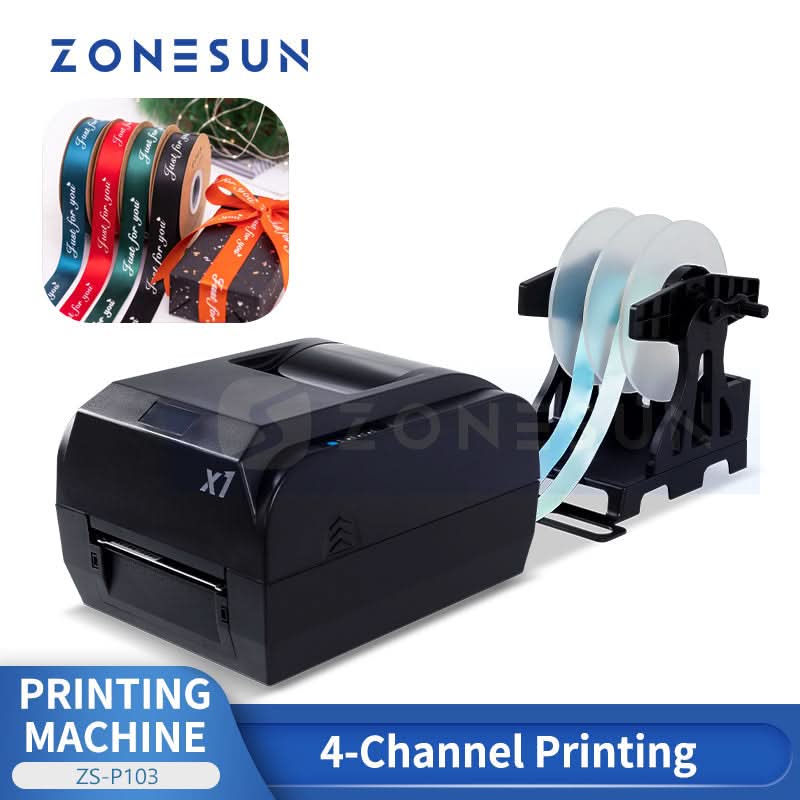 ZONESUN Digital Ribbon Printer 4 Lanes Flower Wrap Ribbon Custom Bows